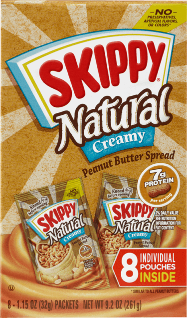 Natural Creamy Peanut Butter Spread Individual Squeeze Packs — Skippy ...